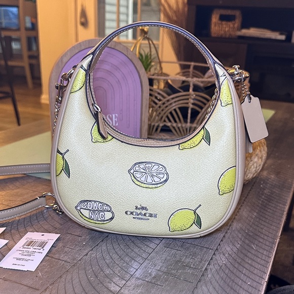 Coach | Bags | Coach Lemon Pattern Cream Shoulder Bag | Poshmark